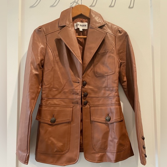 Steve Madden | Jackets & Coats | Nwot Steve Madden Brown Leather Jacket ...